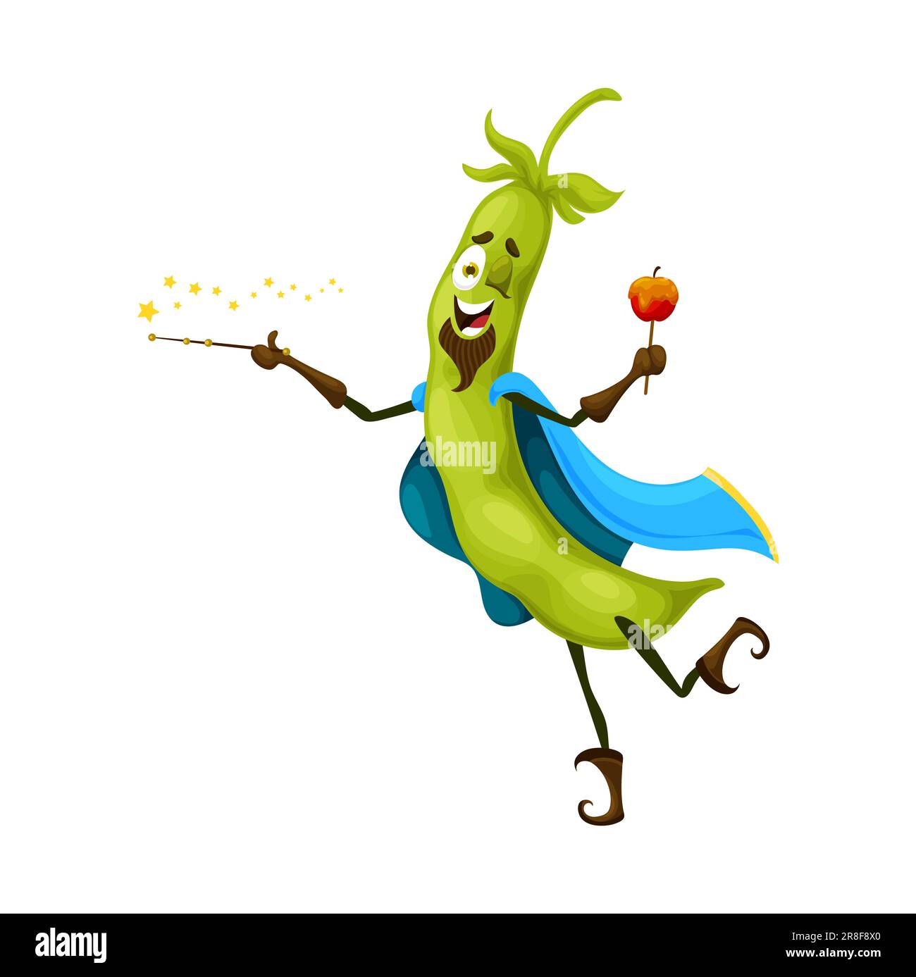 Cartoon Halloween bean mage character. Isolated vector funny Hallowmas ...