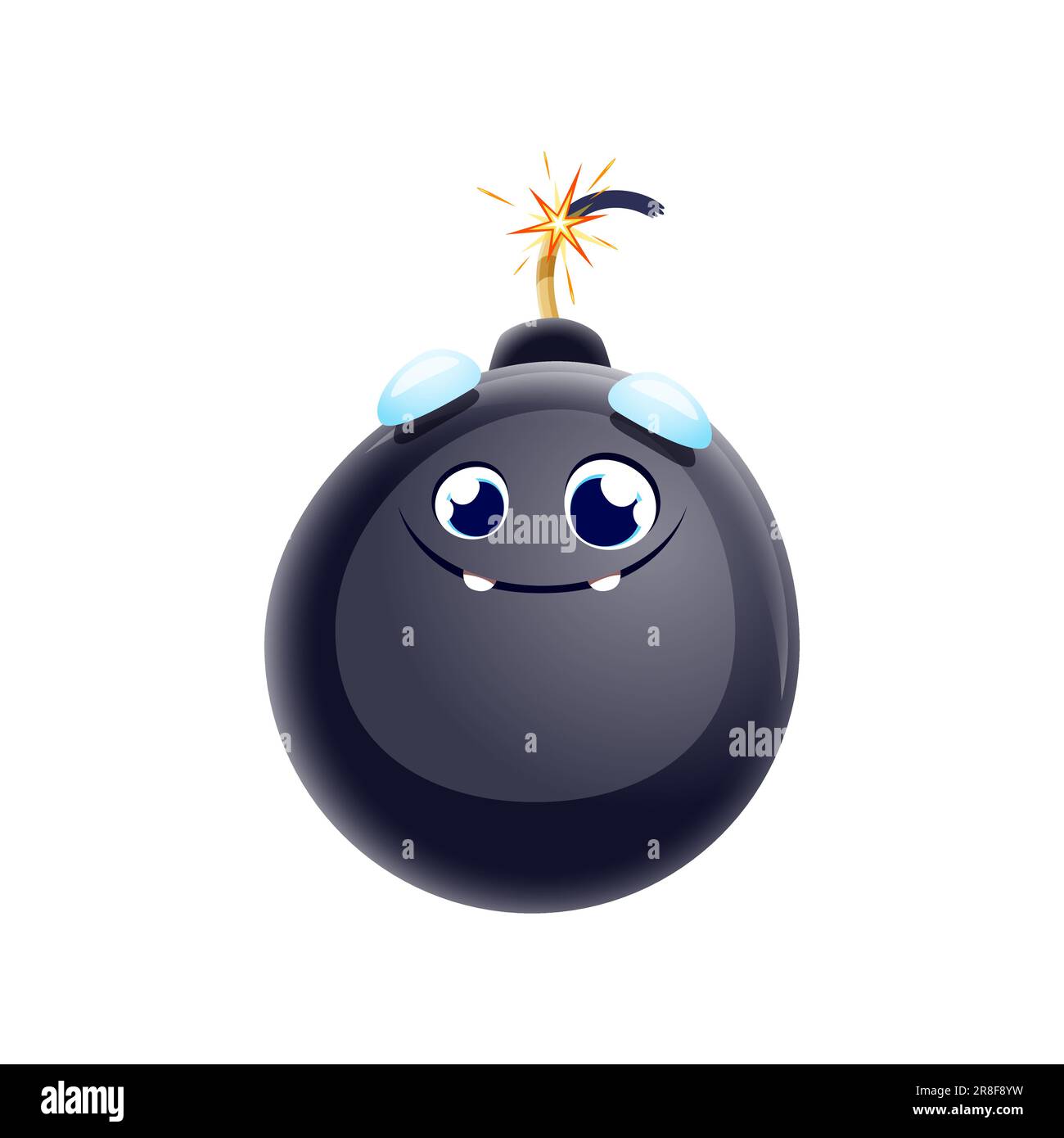 Cartoon happy smiling bomb character with wick or fuse. Explosive ...