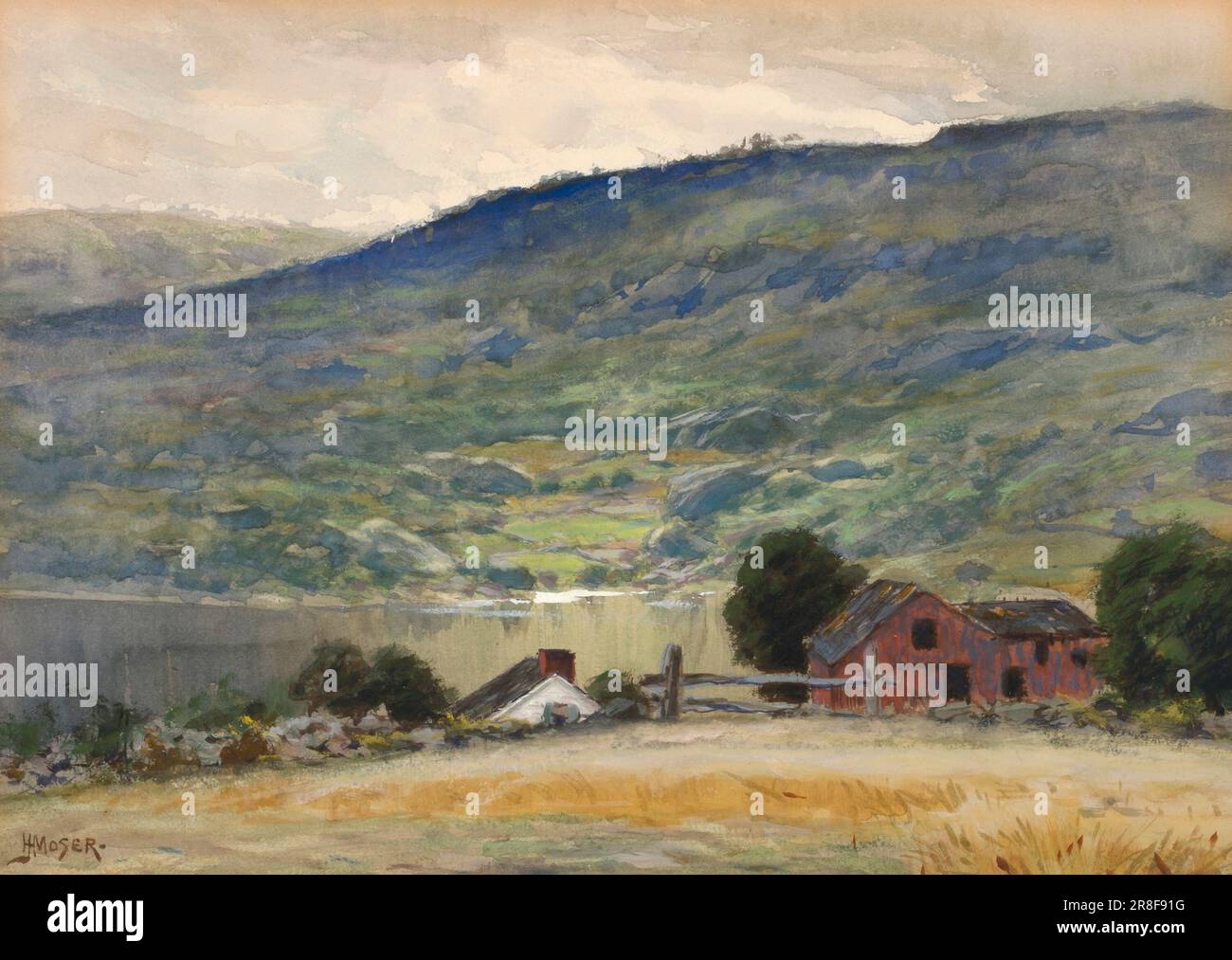 Hill and Lake n.d. by James Henry Moser, born Whitby, Ontario, Canada ...