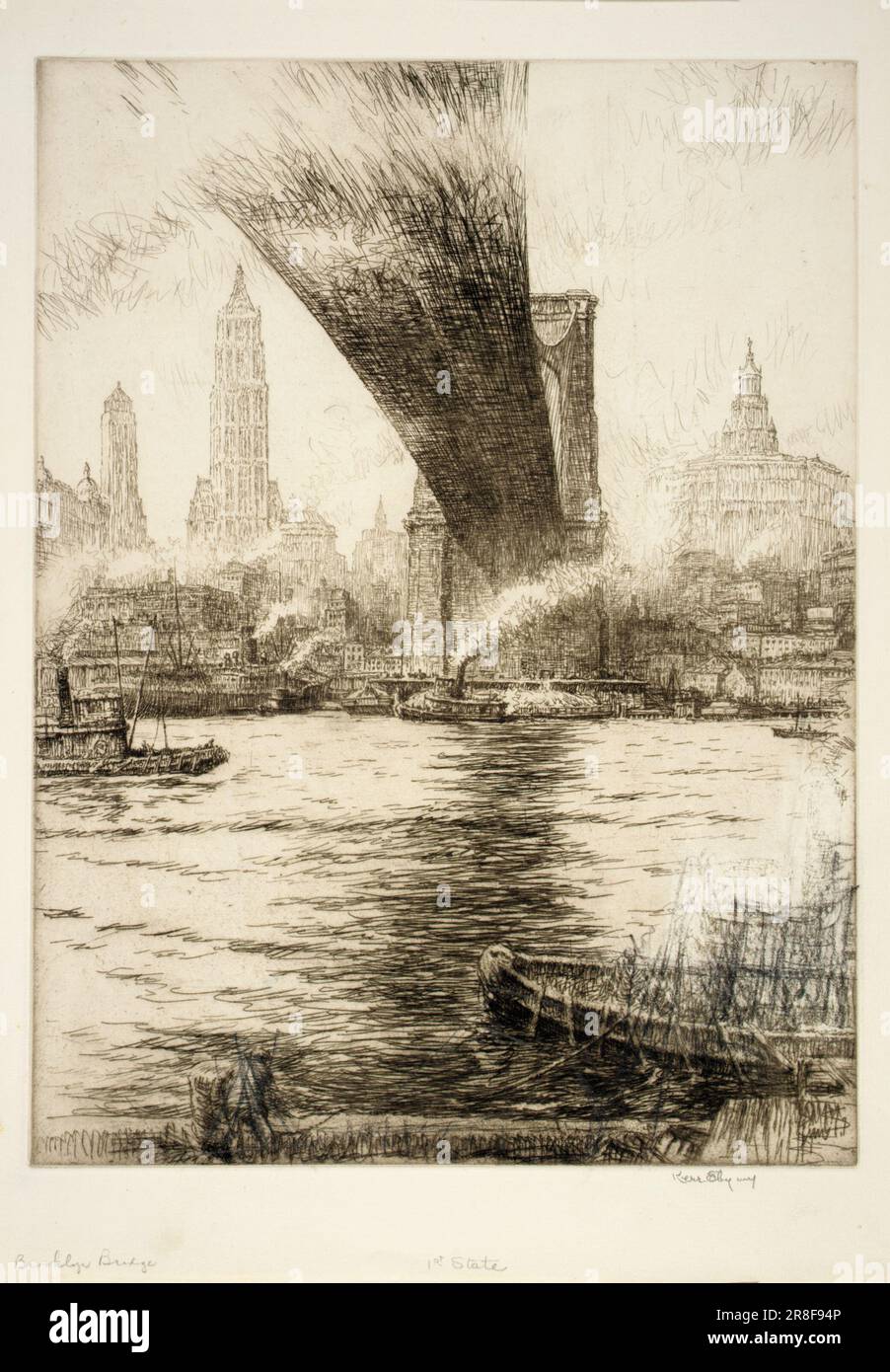 Brooklyn Bridge ca. 1930 by Kerr Eby, born Tokyo, Japan 1889-died ...
