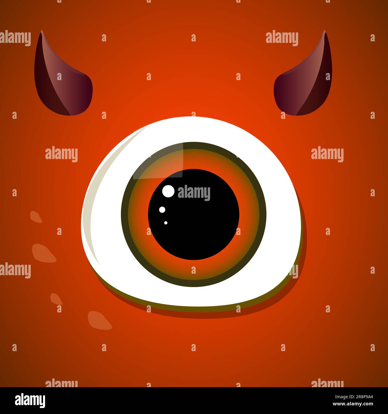 Cartoon monster red devil with a big eye. Vector Halloween red cool ...