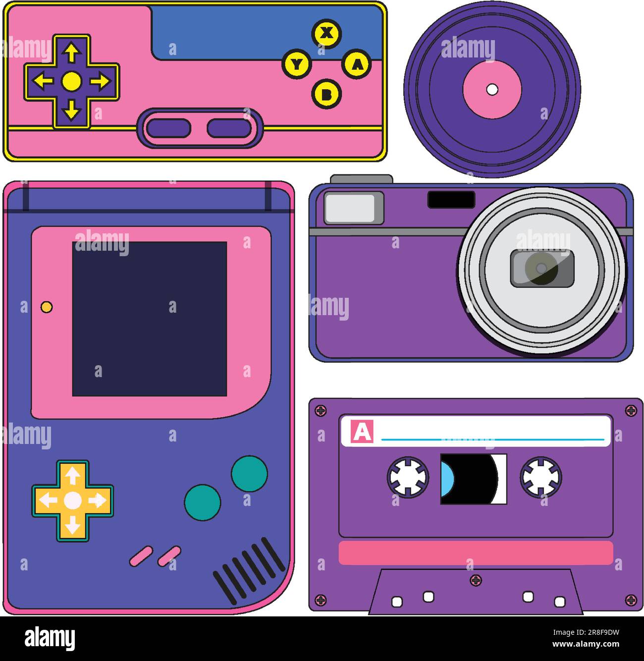 Set of retro object illustration Stock Vector Image & Art - Alamy