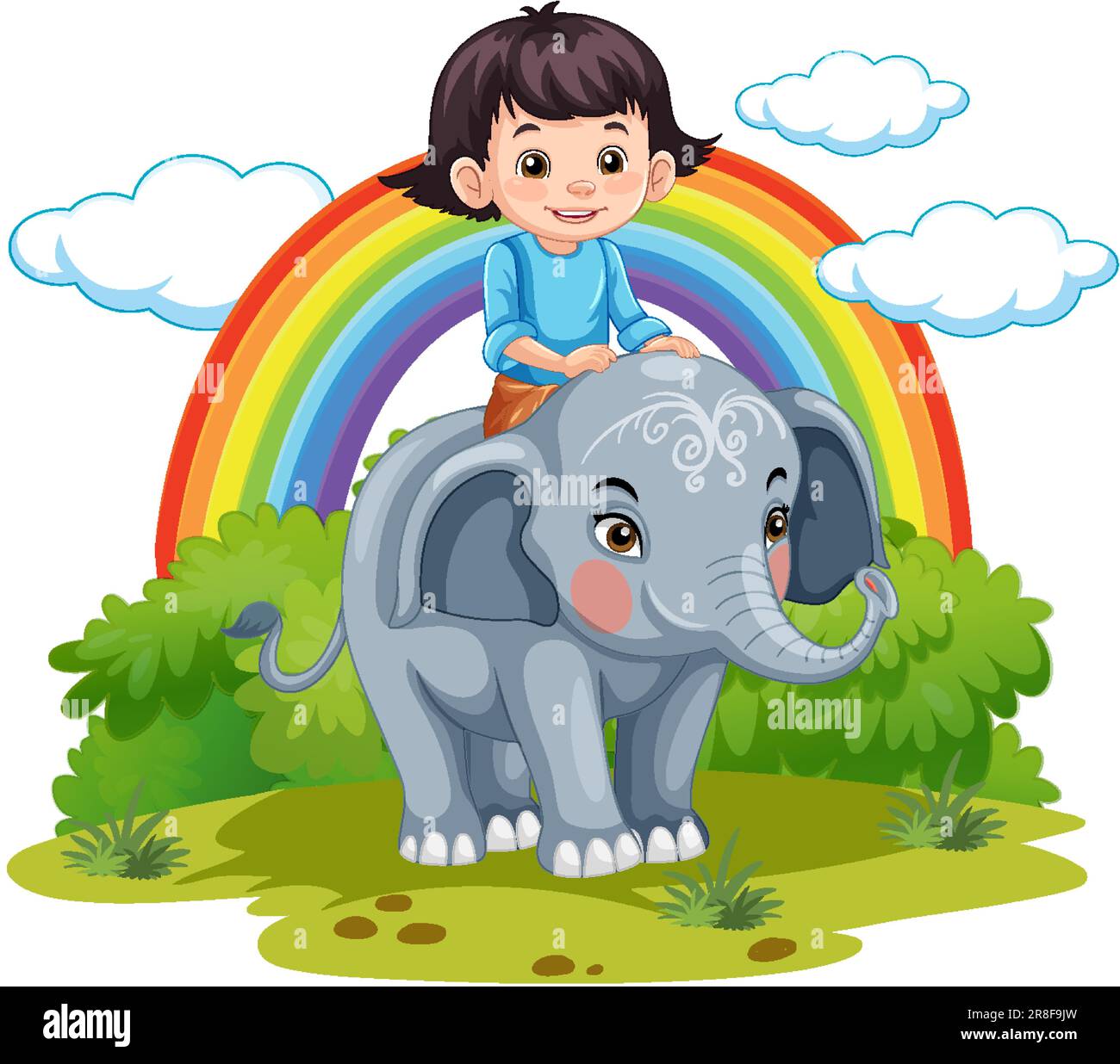 A girl riding elephant illustration Stock Vector Image & Art - Alamy