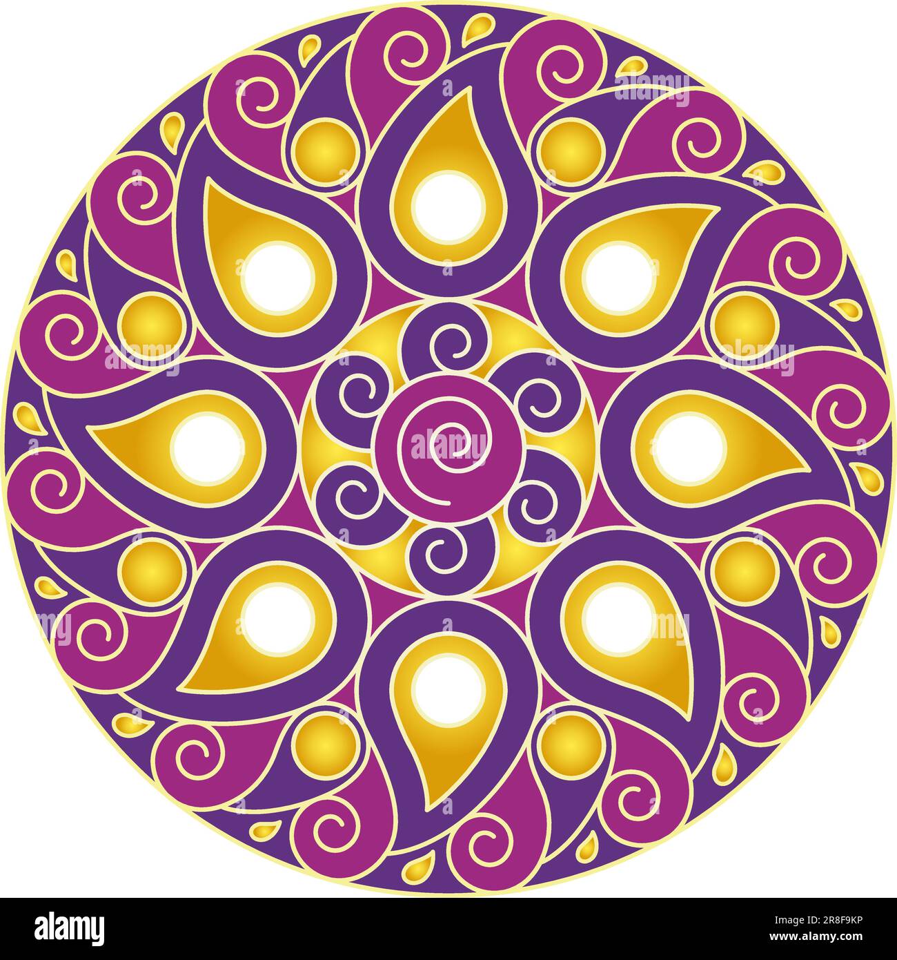 Colorful Rangoli Pattern Design For Diwali Isolated On A White ...