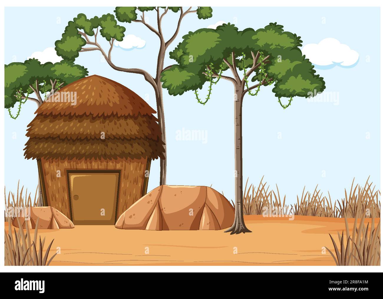 Hut with Tree Vector illustration Stock Vector Image & Art - Alamy