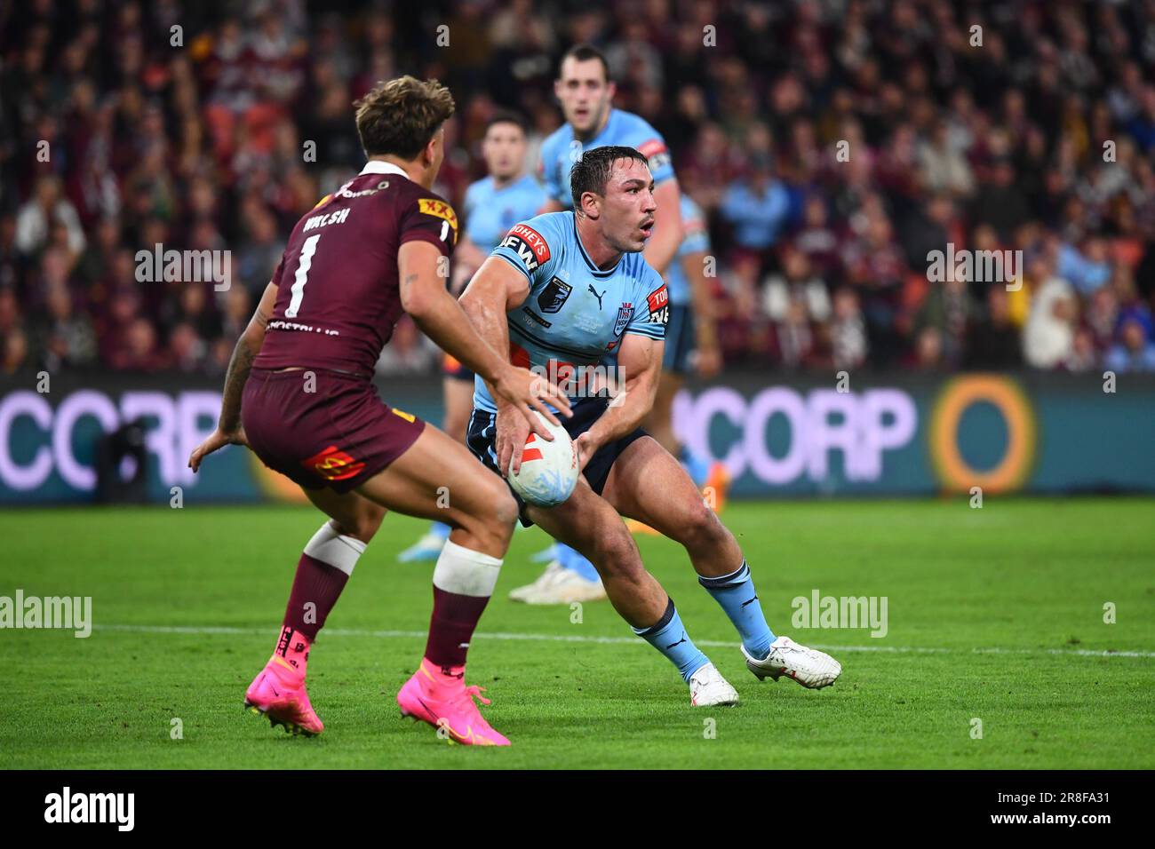 Brisbane, Australia. 21st June, 2023. Reece Robson of the Blues during ...