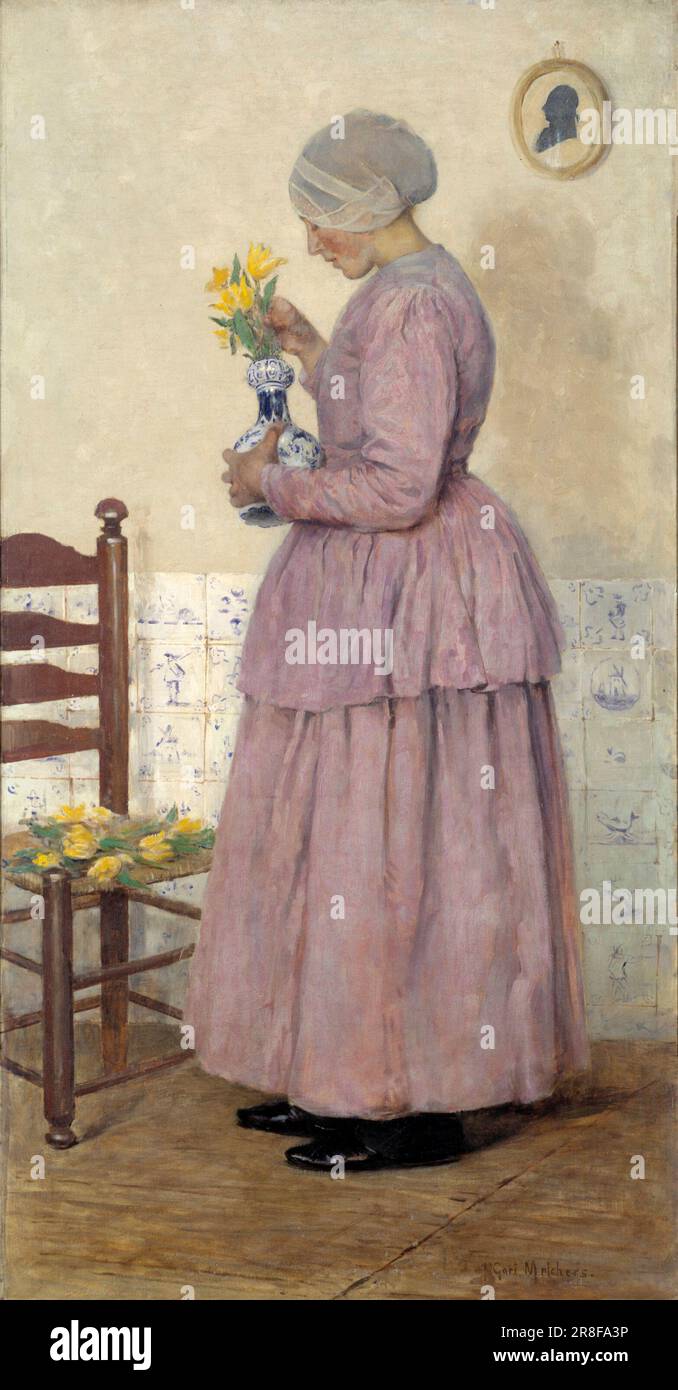 Arranging the Tulips before 1928 by Gari Melchers, born Detroit MI 1860 ...