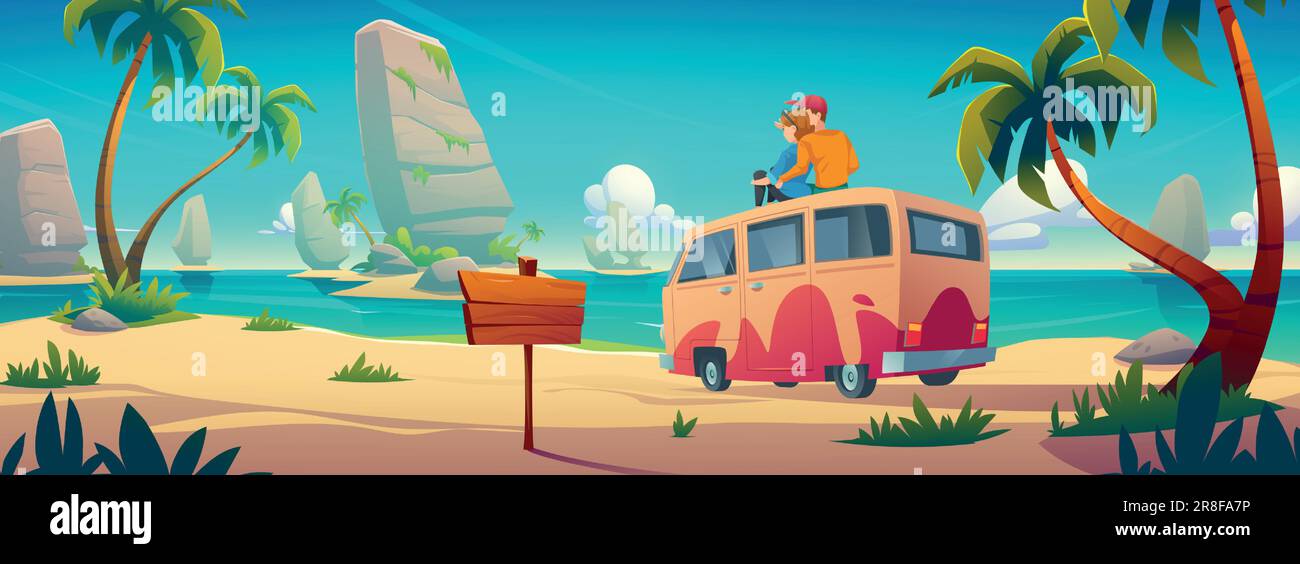 Old couple and beach and retro Stock Vector Images - Alamy