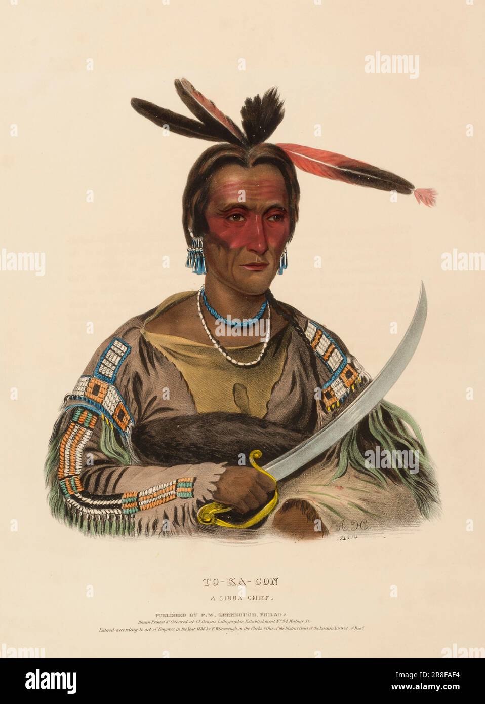 TO-KA-CON. A SIOUX CHIEF., from History of the Indian Tribes of North ...