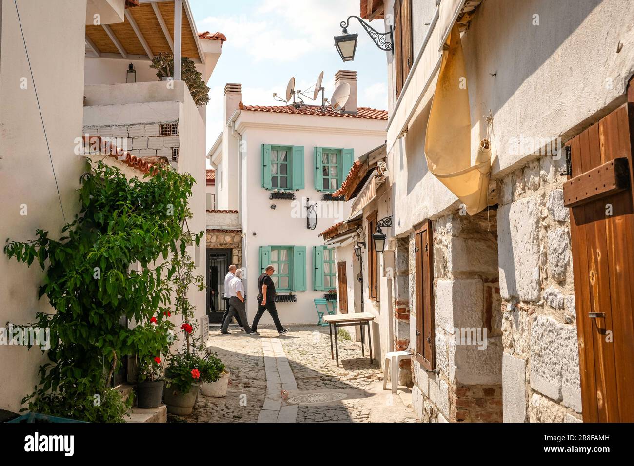 Sigacik streets, seaside town, quiet summer holiday, flowery streets ...
