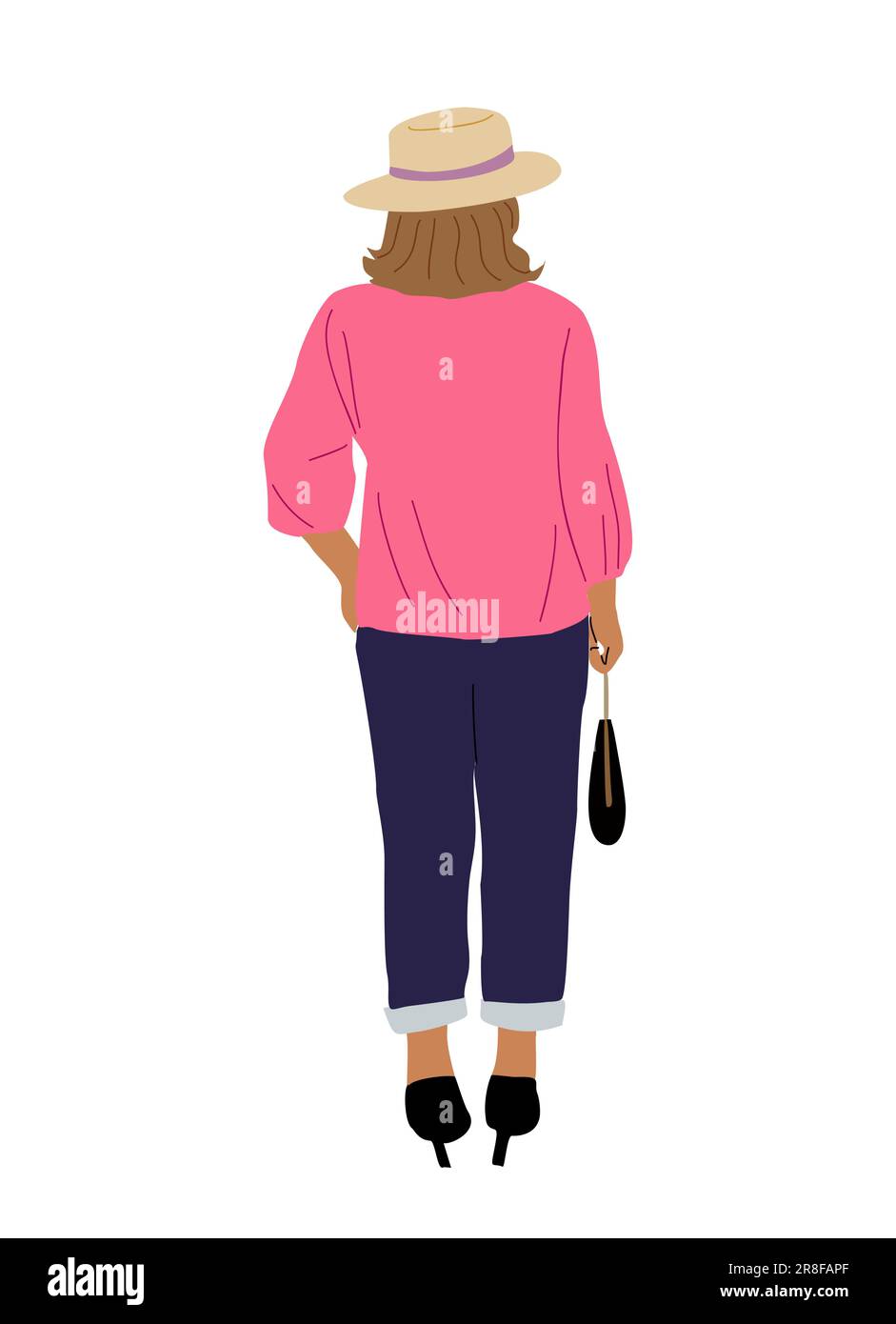 Woman standing rear view vector isolated on white Stock Vector Image ...