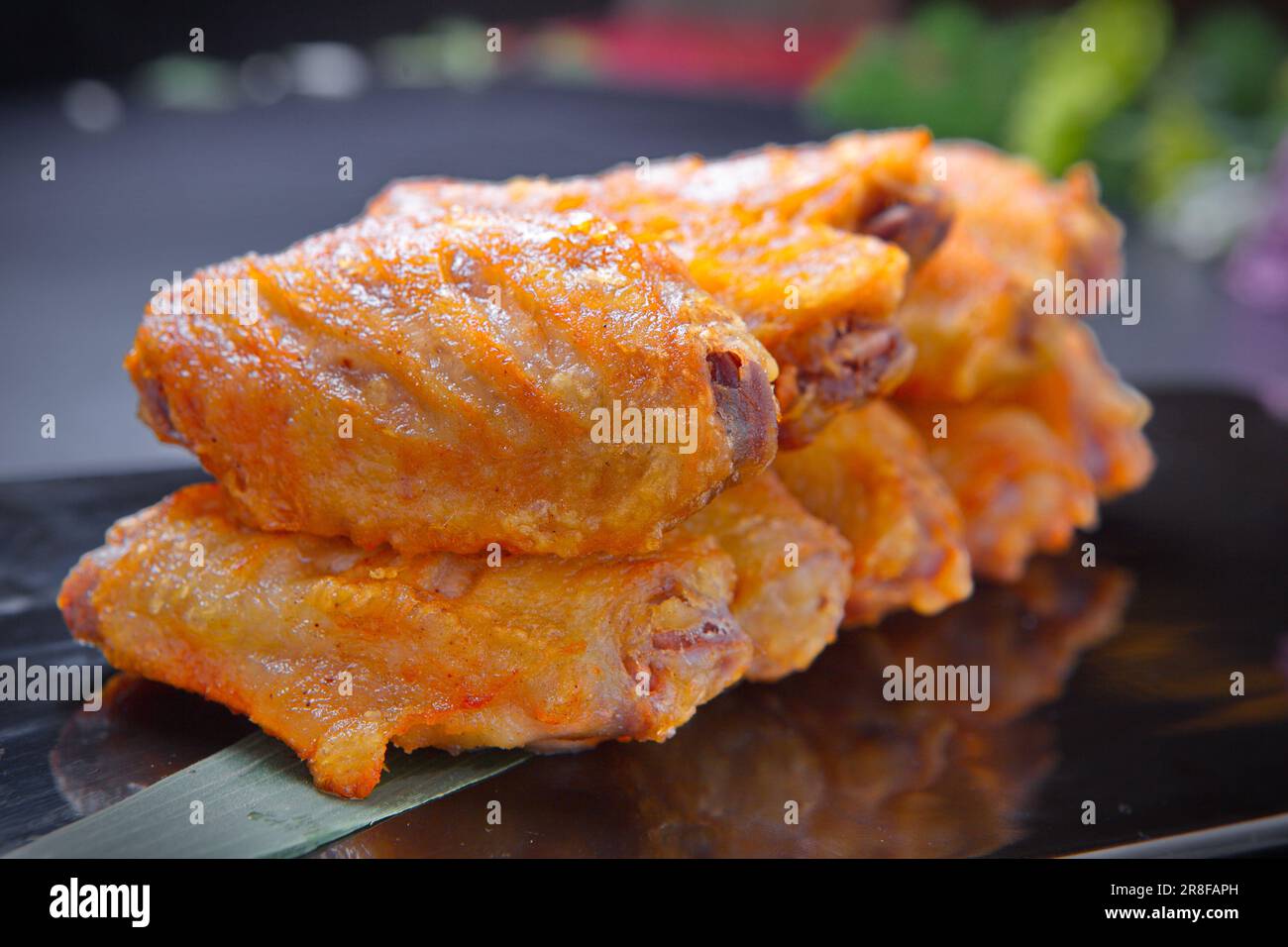 deep fried chicken Mid wings with Mashed Garlic Stock Photo - Alamy