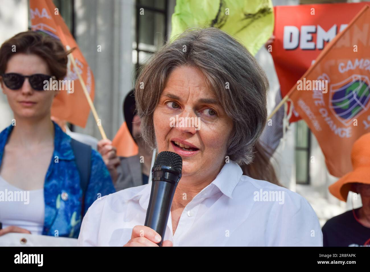 London, UK. 21st June 2023. Campaigner Sarah Finch, who is bringing ...