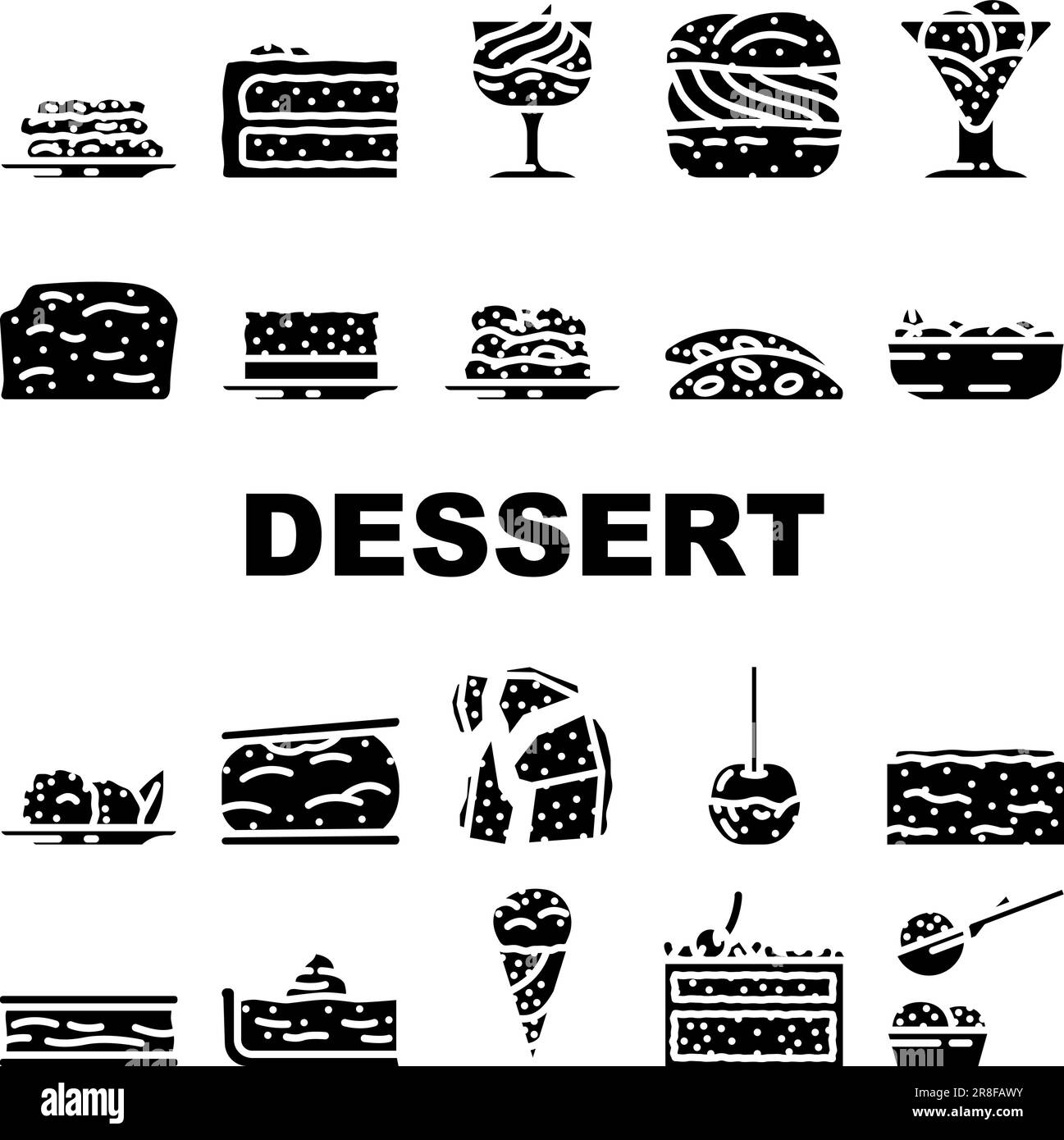 dessert cake food sweet icons set vector Stock Vector Image & Art - Alamy