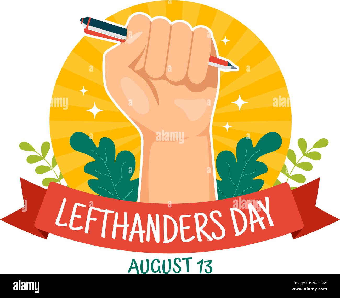 Happy LeftHanders Day Celebration Vector Illustration with Raise ...