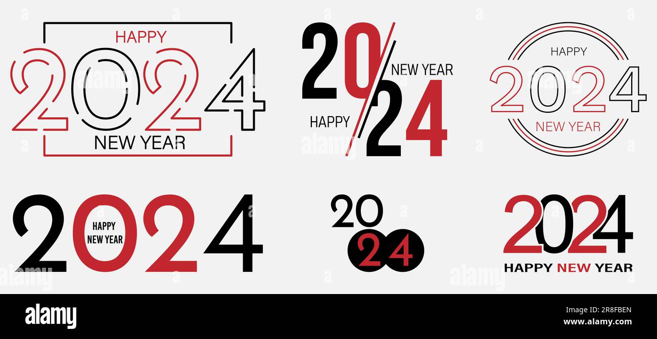 Set 2024 Happy New Year black logo text design. Trends 2024 number ...