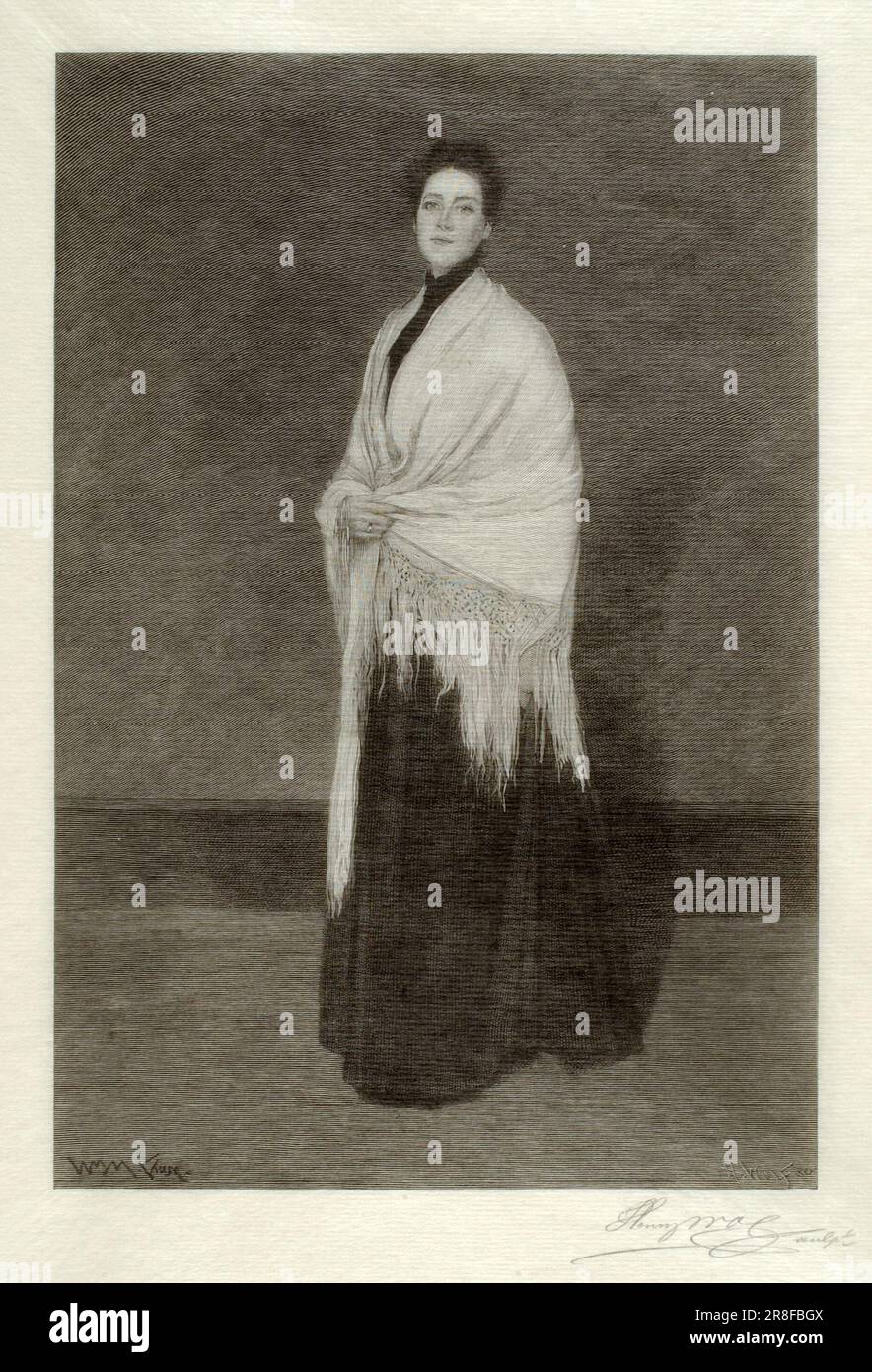 Lady with White Shawl 1900 by Henry Wolf, born Eckwersheim, Alsace 1852 ...
