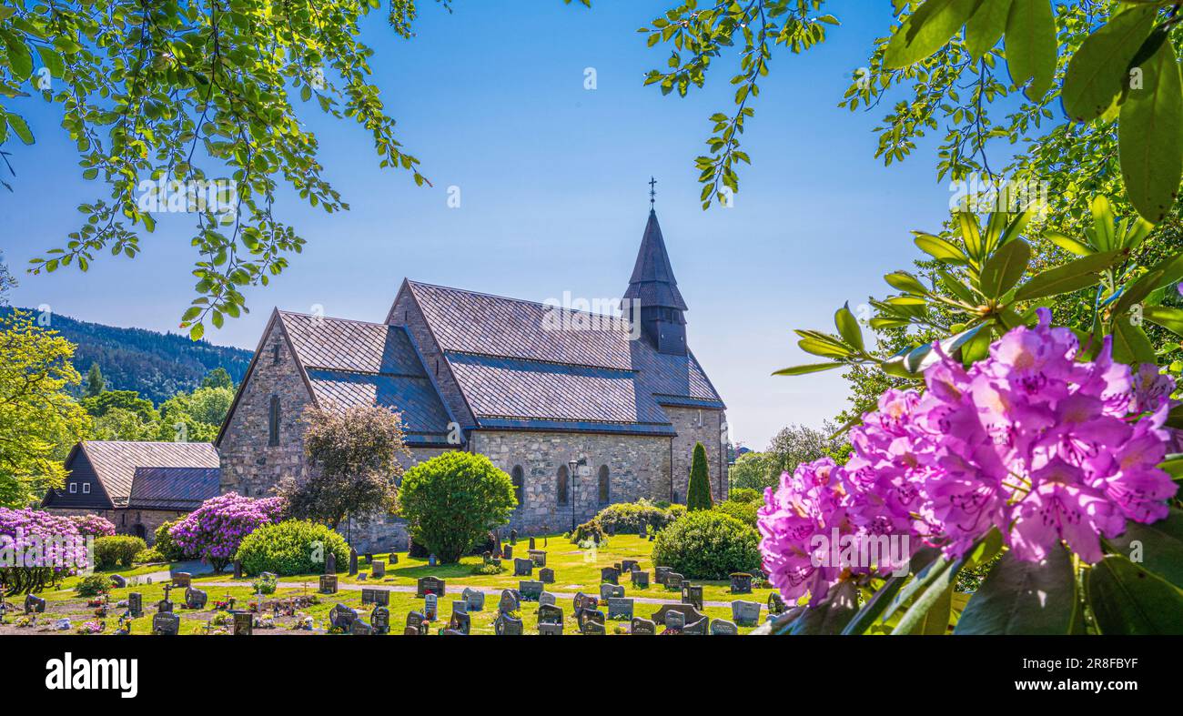 Fana Kirke, one of the oldest churches in the Bergen area in Norway ...