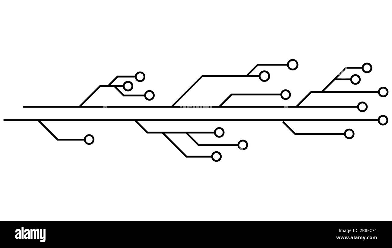 Printed circuit board PCB tracks isolated on white background ...