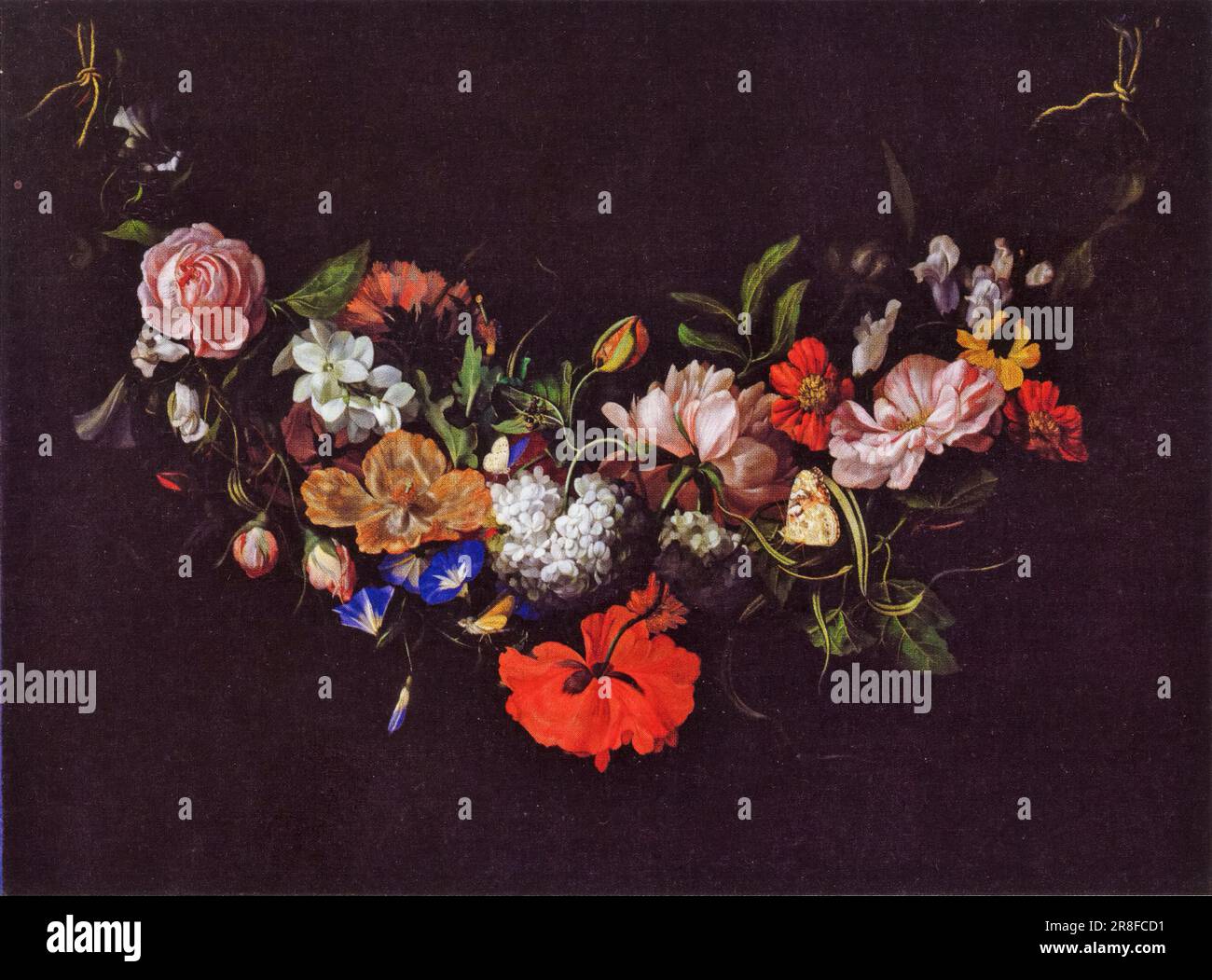 Rachel Ruysch, Garland with Blossoms, still life painting in oil on ...