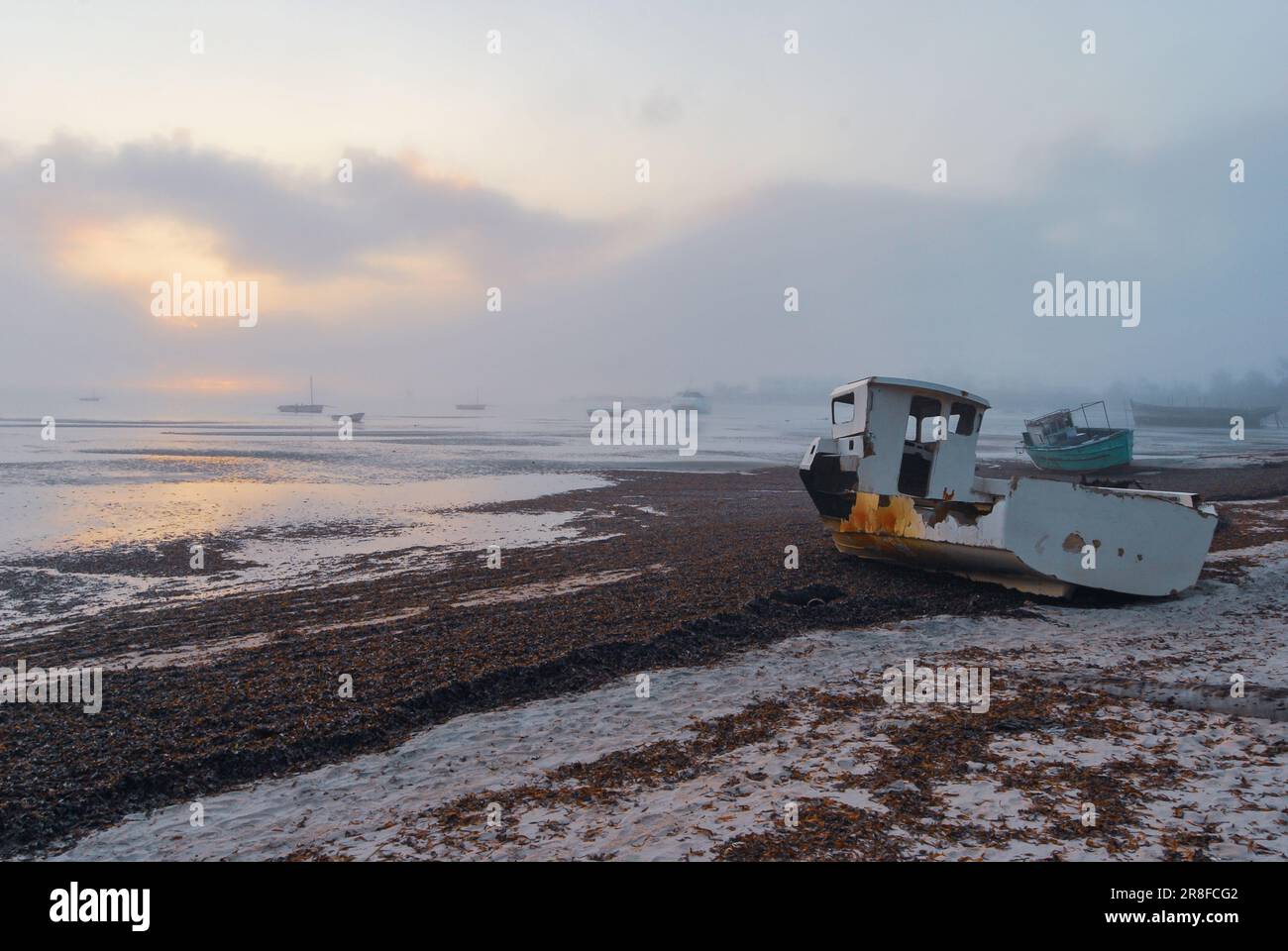 Early morning sea fog at a beach in Vilanculos Mozambique Stock Photo ...