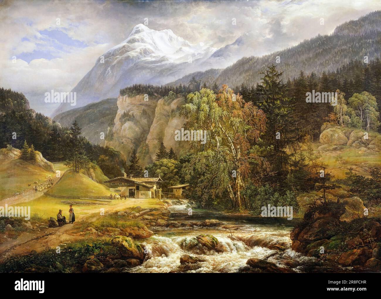 Johan Christian Dahl, Alpine Landscape (Tyrolean Alps), painting in oil ...