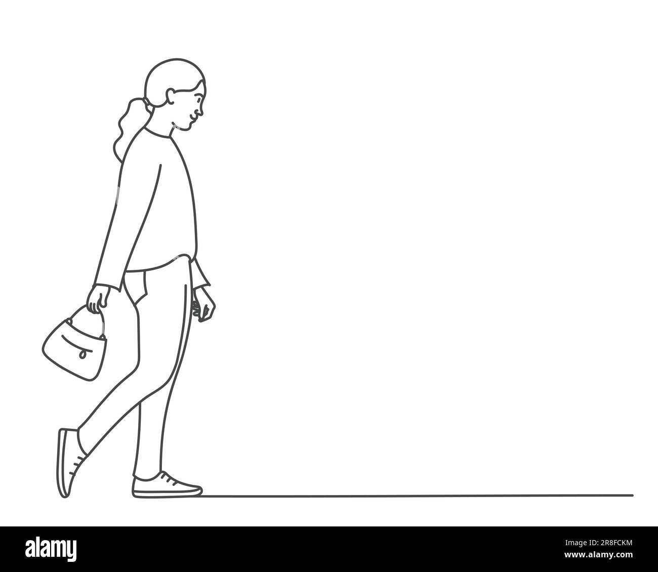 Girl walking slowly. Slow woman. Hand drawn vector illustration Stock ...