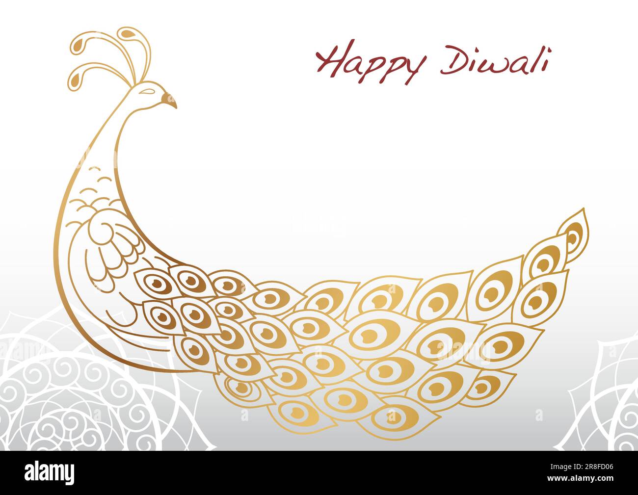 Happy Diwali Background Template With A Gold Peacock And Text Space ...