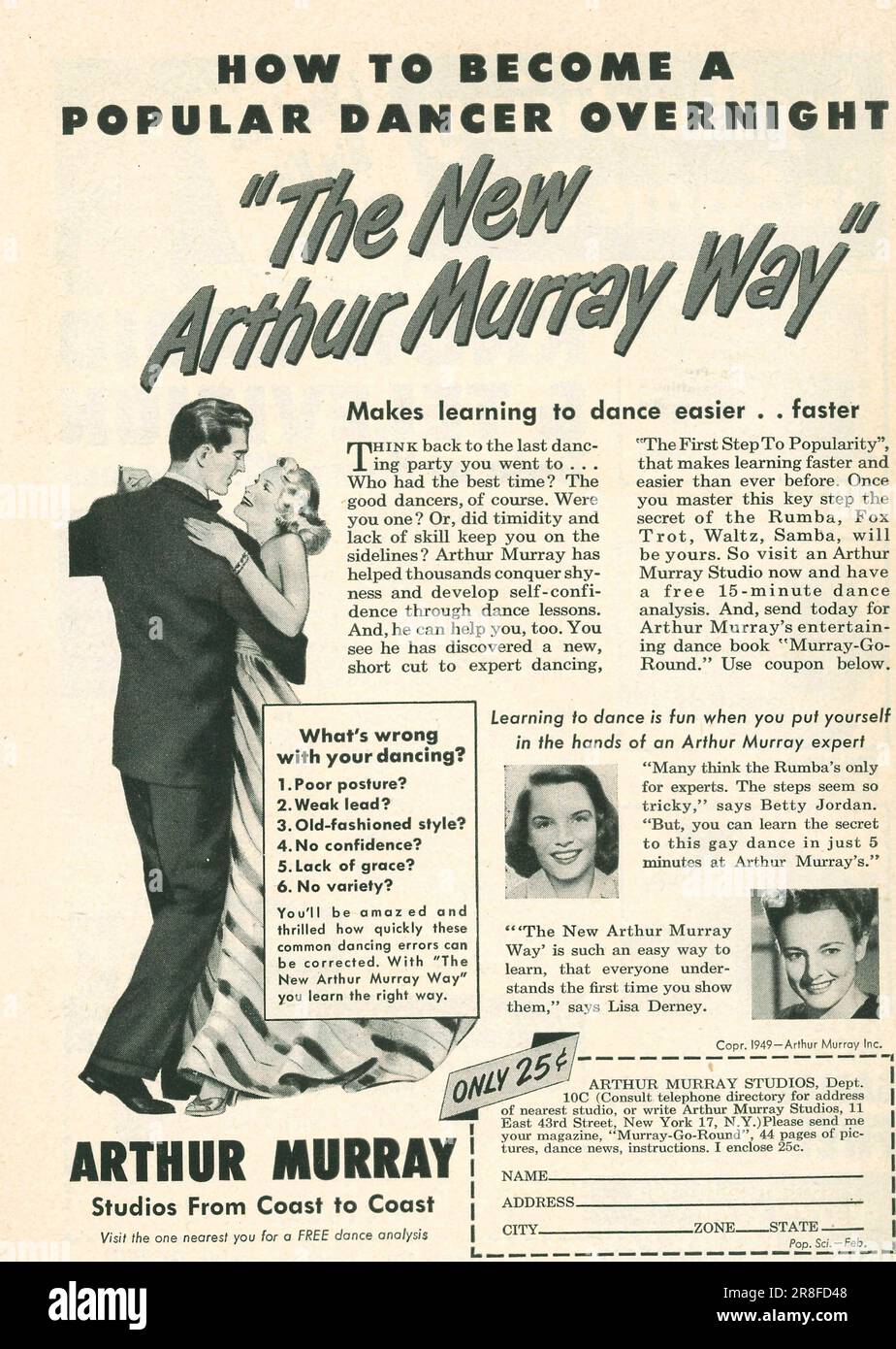 Become a dancer overnight - New Arthur Murray Way advert in a magazine 1949 Stock Photo - Alamy
