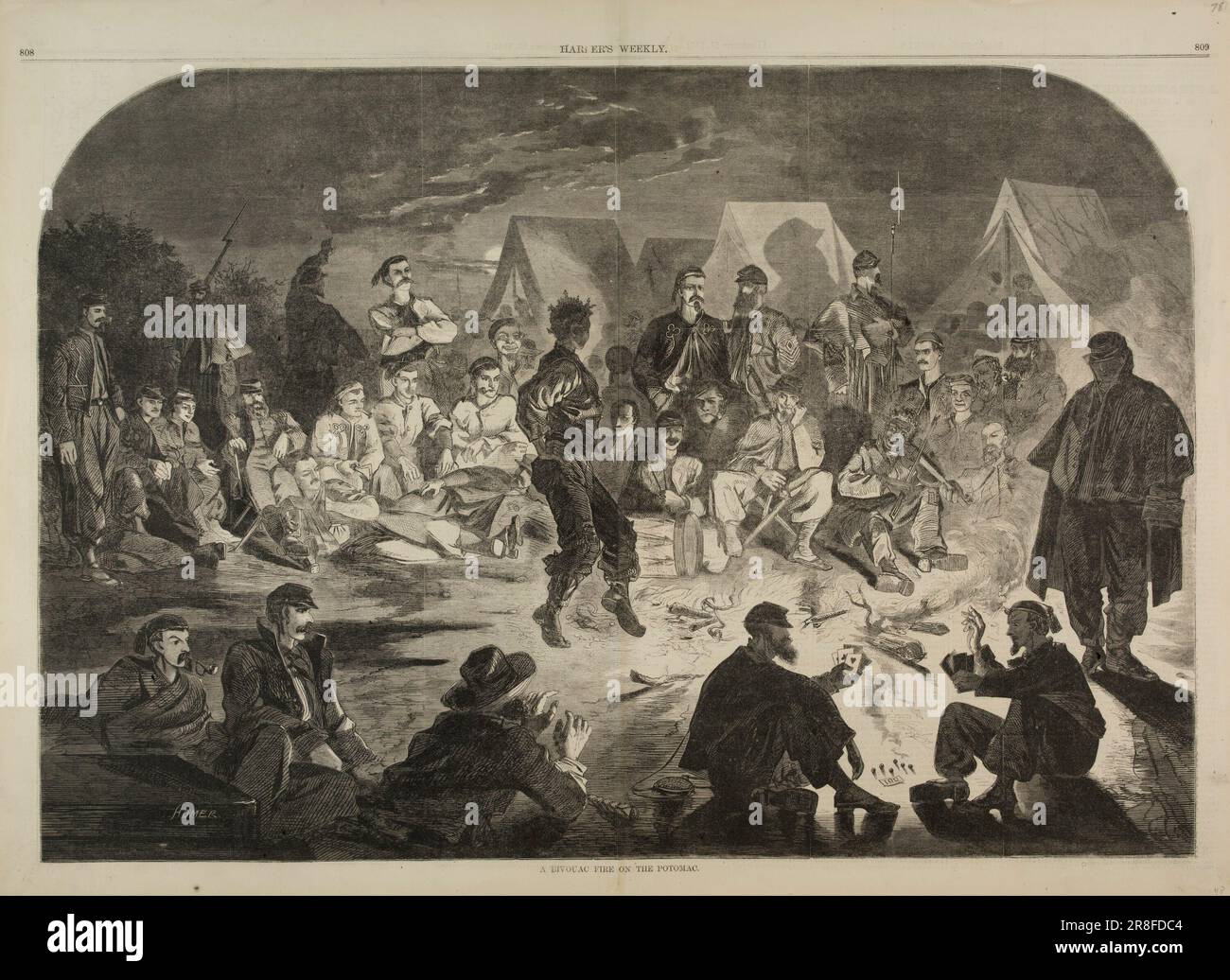 A Bivouac Fire on the Potomac, from Harper's Weekly, December 21, 1861 ...