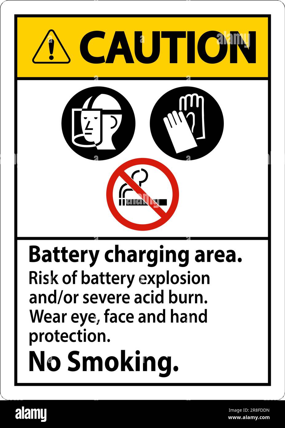 Caution Sign Battery Charging Area, Risk of Battery Explosion or Severe ...