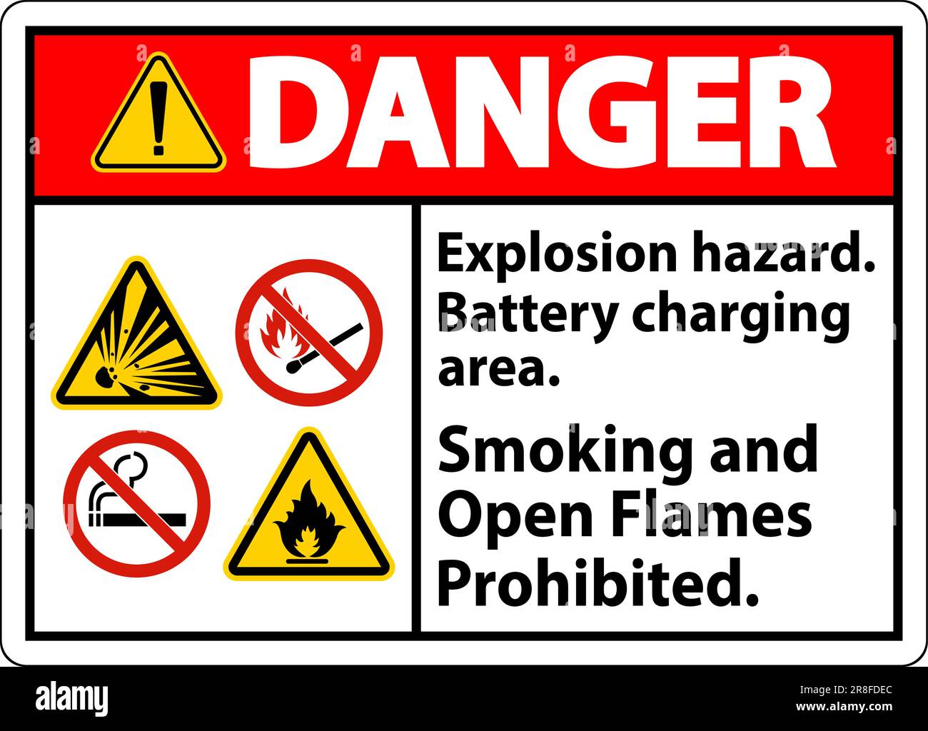 Danger Sign Explosion Hazard, Battery Charging Area, Smoking And Open ...