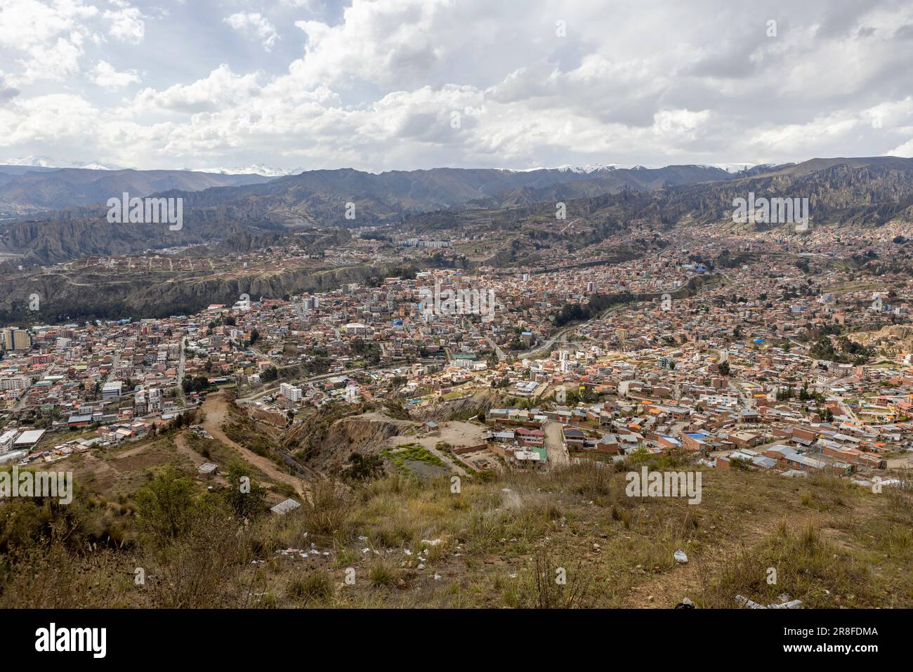View from the scenic road to the landmark Muela del Diablo over the ...