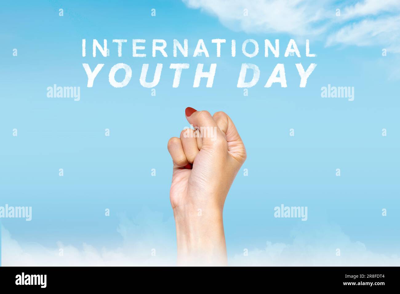Hand with strong fist gesture. International Youth Day concept Stock ...