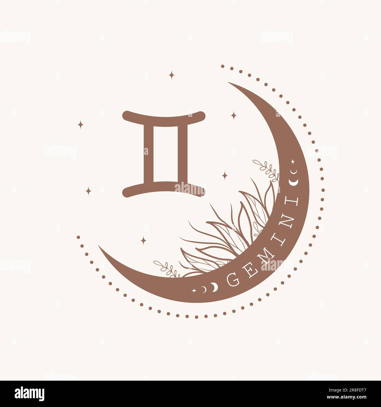 Astrological Gemini zodiac sign. Horoscope icon in boho minimalist ...