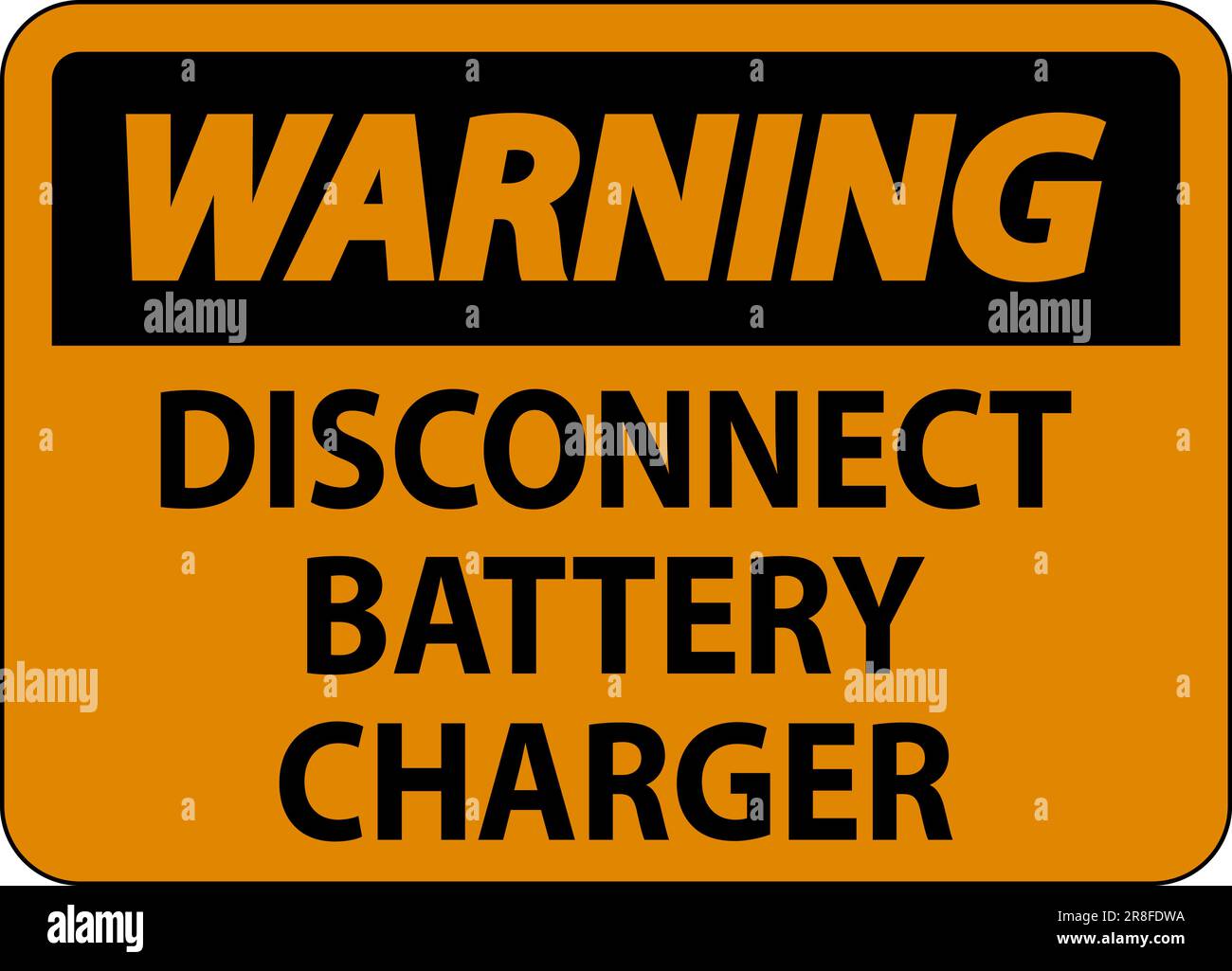 Warning Sign Disconnect Battery Charger On White Background Stock ...