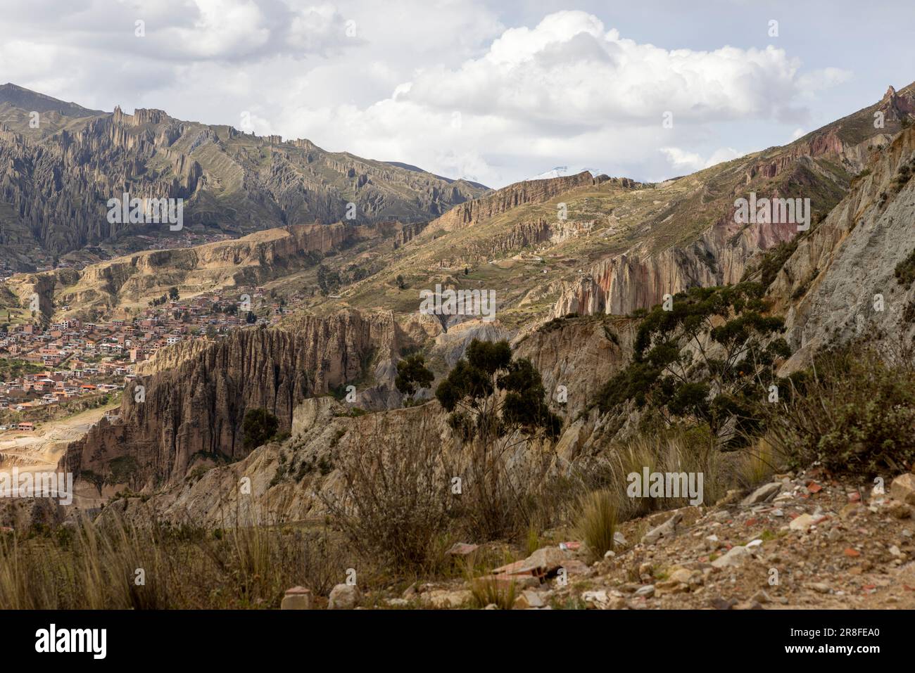 Scenic landscape at the viewpoint Muela del Diablo and the mountains ...