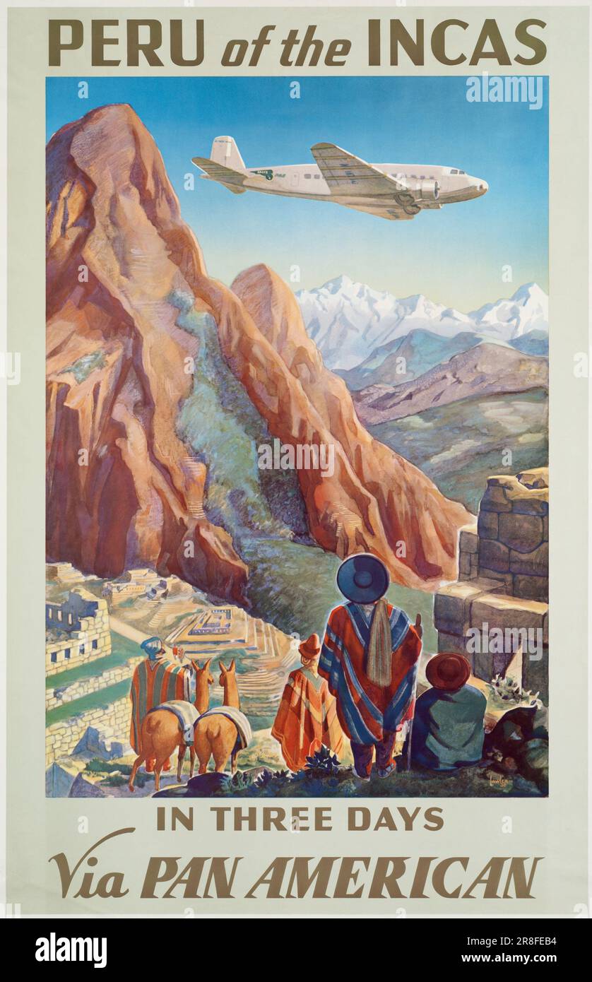 Vintage Poster promoting tourism in Peru of the Incas Stock Photo - Alamy
