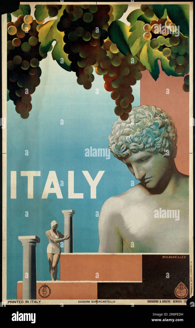 Vintage Travel Poster promoting tourism in Italy Stock Photo - Alamy