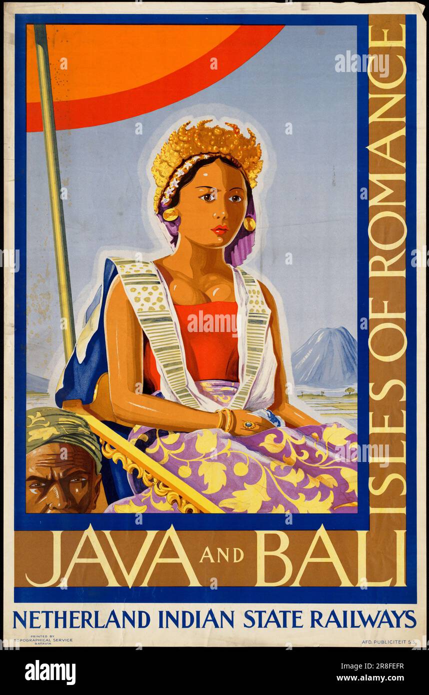 Vintage Travel Poster promoting tourism in Bali, Indonesia Stock Photo ...