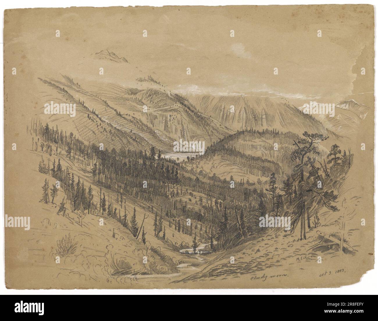 Cloudy Moon 1883 by Henry Arthur Elkins, born Vershire, VT 1847-died ...