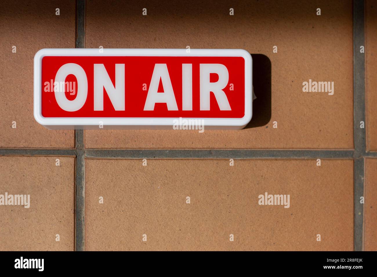 billboard signboard or indicator sign with the word "on air" written in ...
