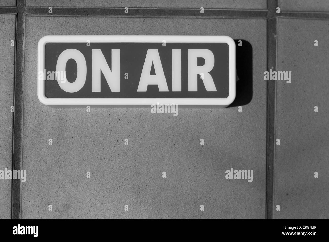 billboard signboard or indicator sign with the word "on air" written in ...