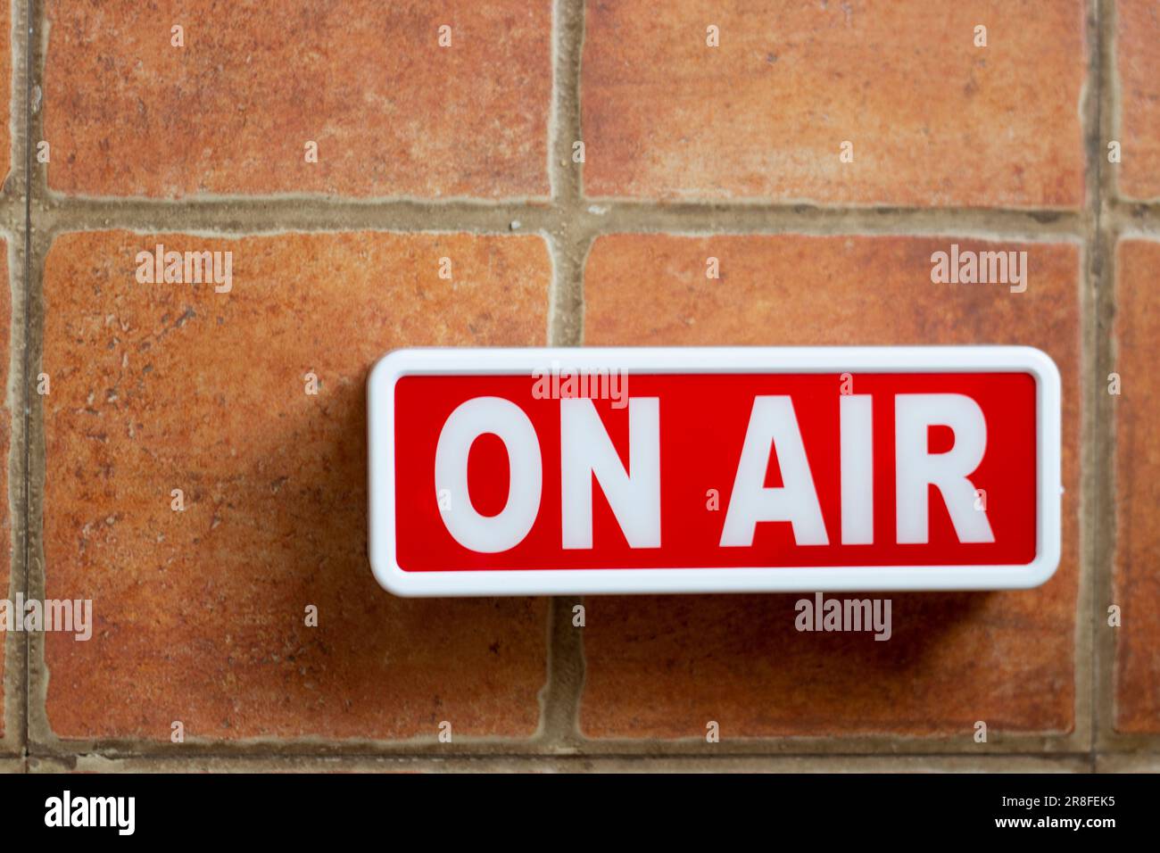 billboard signboard or indicator sign with the word "on air" written in ...