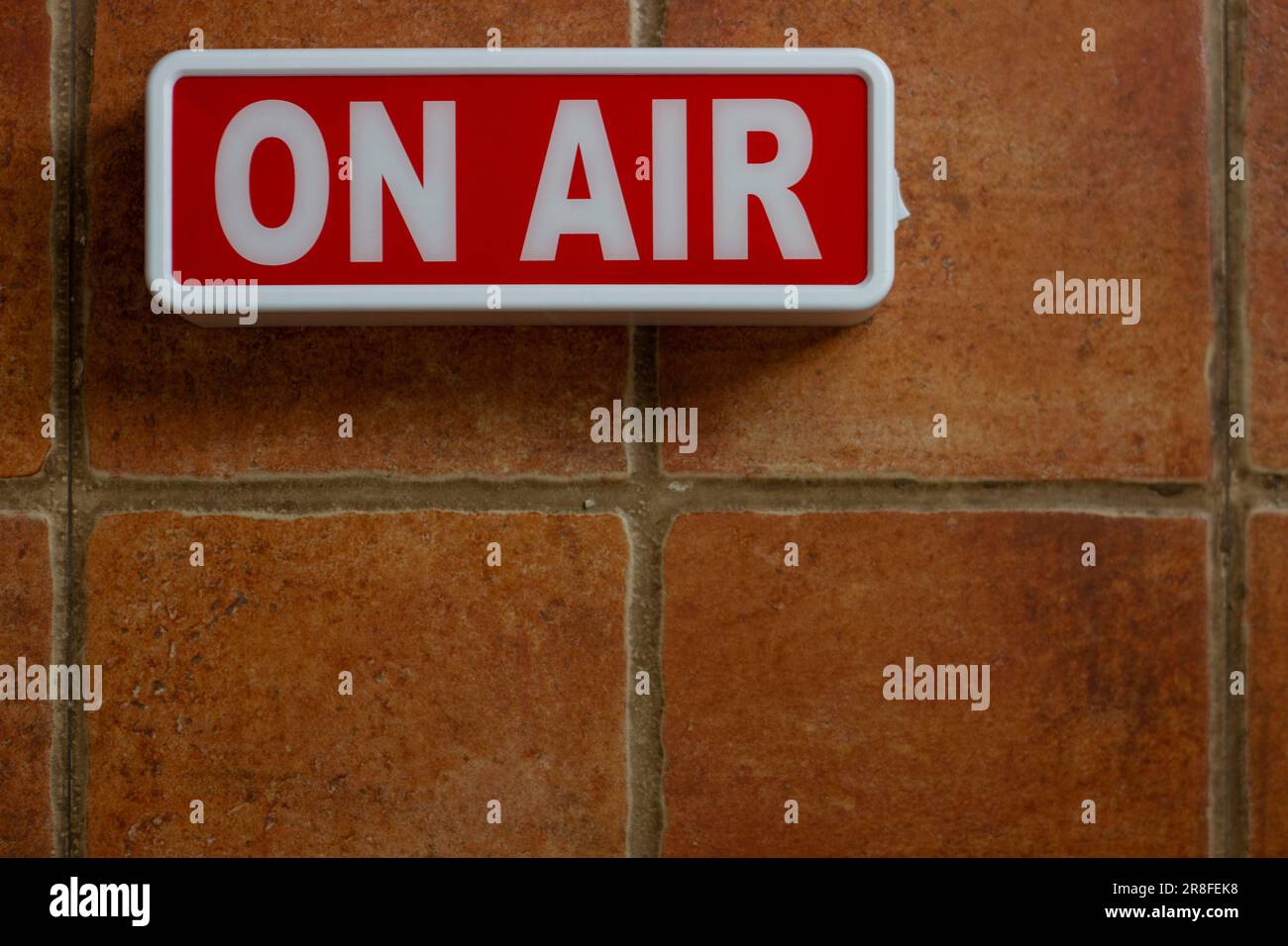 billboard signboard or indicator sign with the word "on air" written in ...