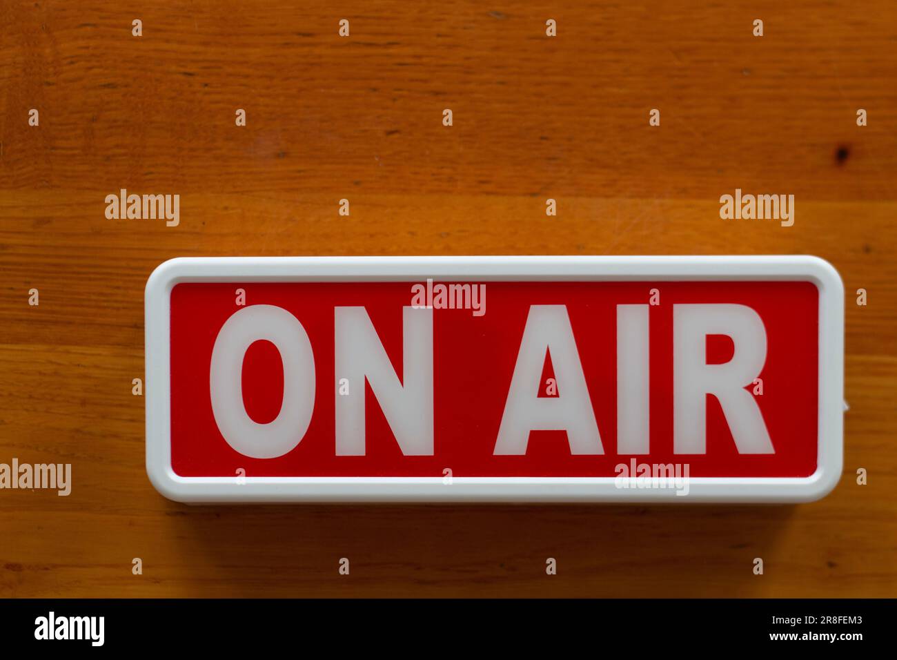 billboard signboard or indicator sign with the word "on air" written in ...