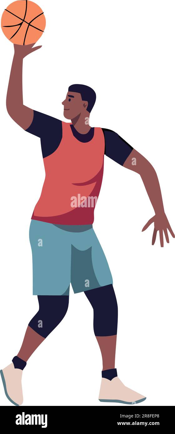 One muscular basketball player jumping for success Stock Vector Image ...
