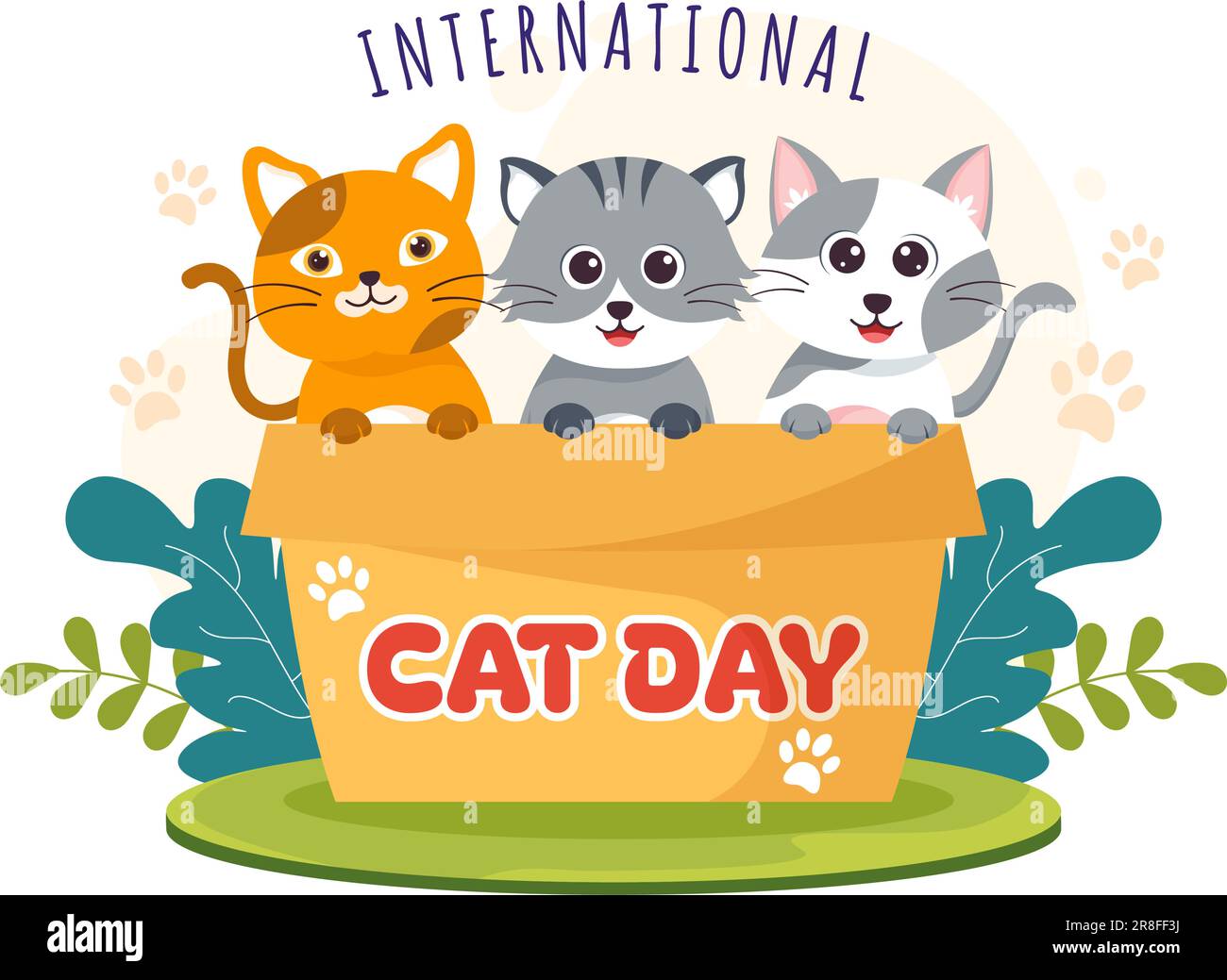 International Cat Day Vector Illustration on August 8 with Cats Animals ...