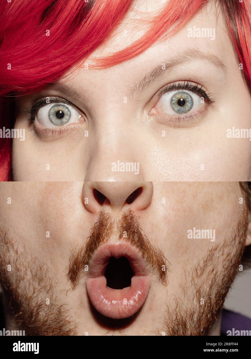 Human face made from portrait of half-face of man and woman expressing ...