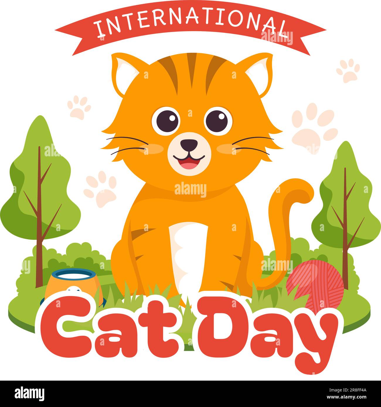 International Cat Day Vector Illustration on August 8 with Cats Animals ...